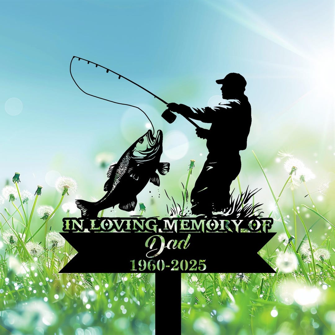 Personalized Bass Fishing Grave Marker, Custom Memorial Metal Sign ...