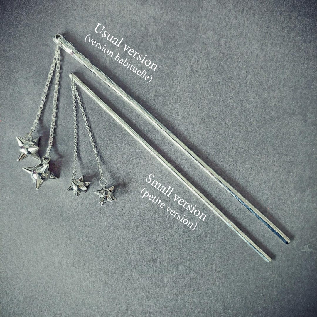 Silver Hair Stick (single or Double) Flail or Morning Star Hairpin ...