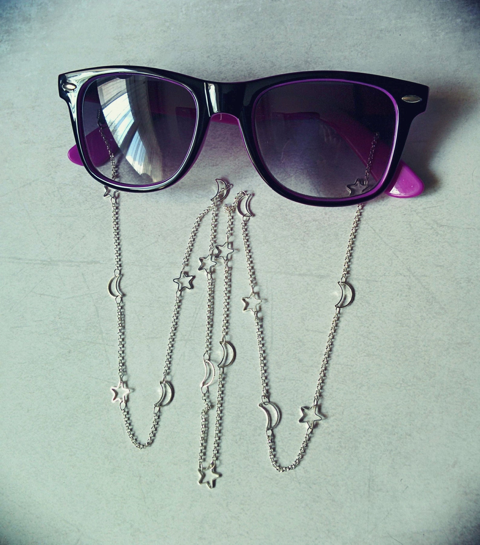 Witchy Goth Eyeglass Holder Glasses Chain. Tiny Moons and - Etsy