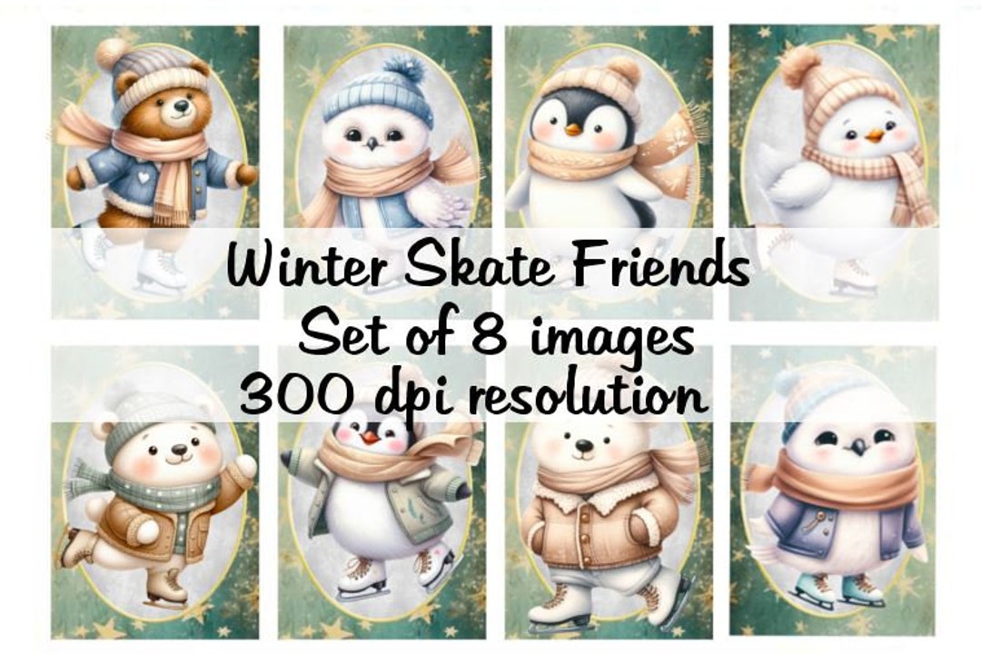 Winter Skate Friends Collage Digital Images Printable Download File 8 ...