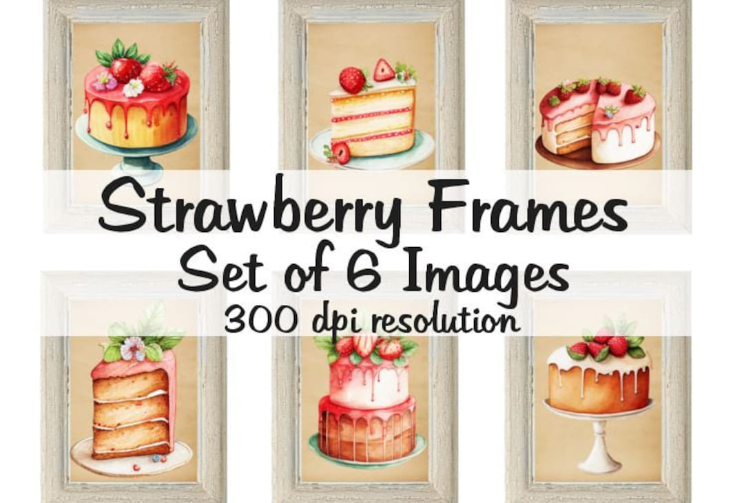 Strawberry Frames Collage Digital Images Printable Download File 6 ...