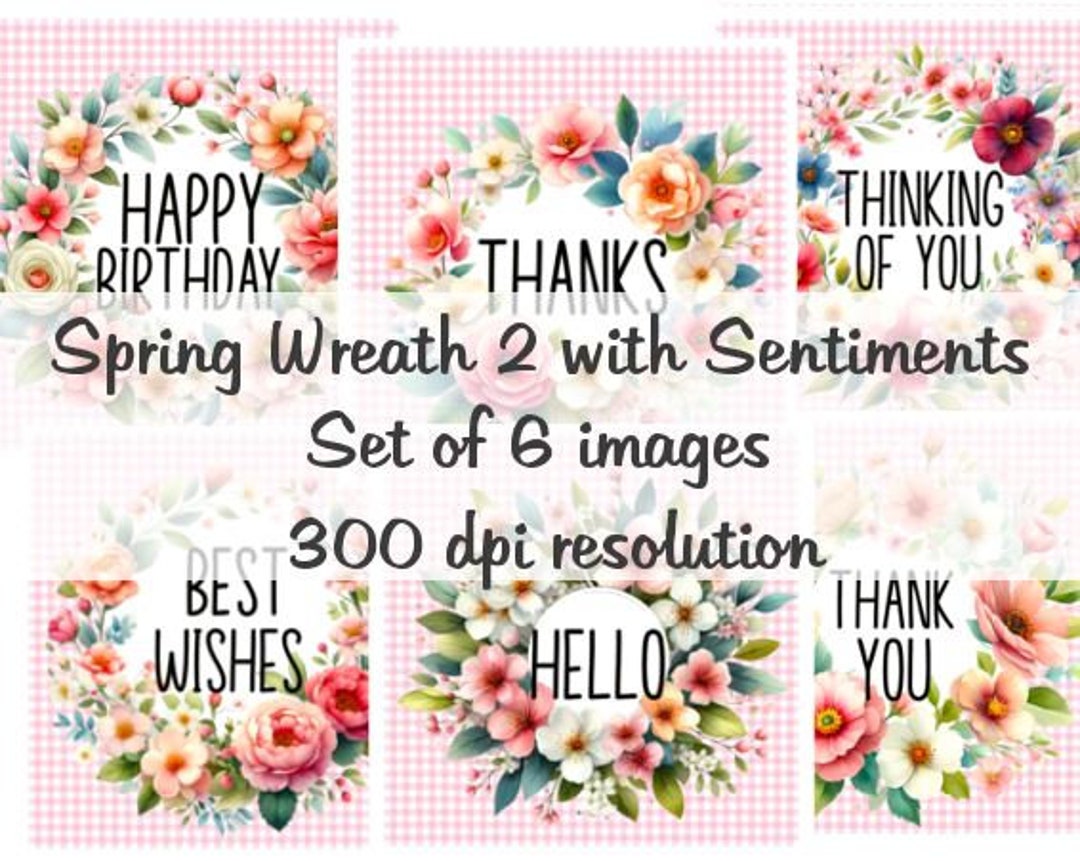 Spring Wreath 2 With Sentiments Images Collage Digital Images Printable ...