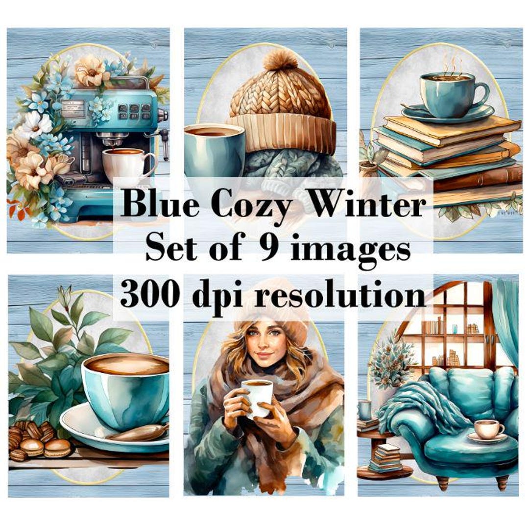 Blue Cozy Winter Images Collage Digital Images Printable Download File ...