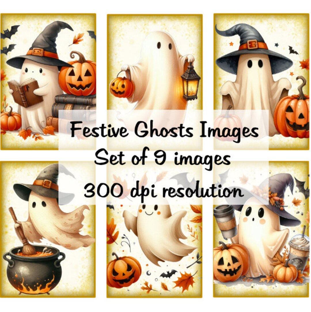 Festive Ghosts Images Collage Digital Images Printable Download File 9 ...