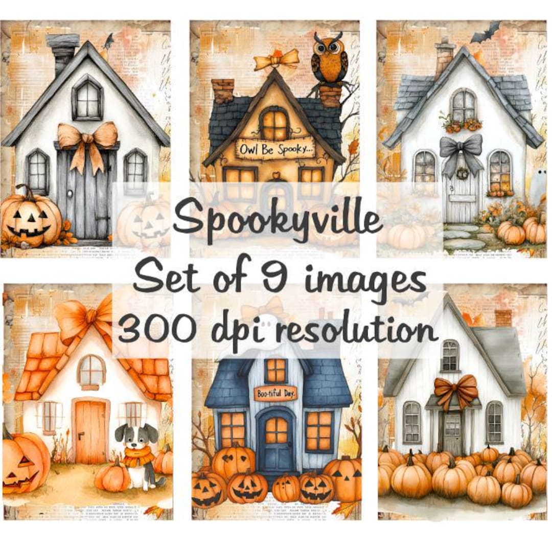 Spookyville Images Collage Digital Images Printable Download File 9 ...