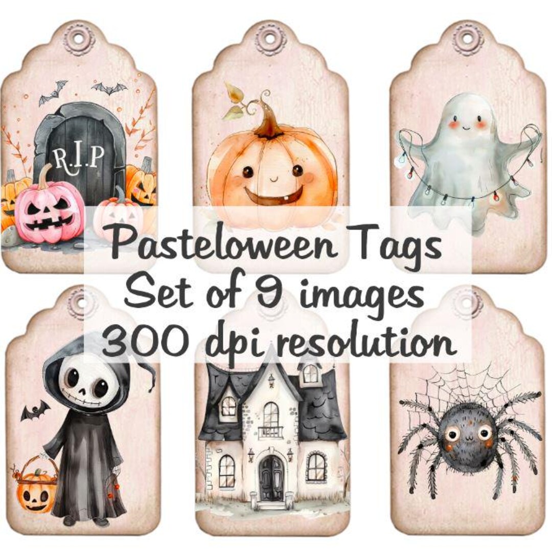 Pasteloween Tags Images Collage Digital Images Printable Download File ...