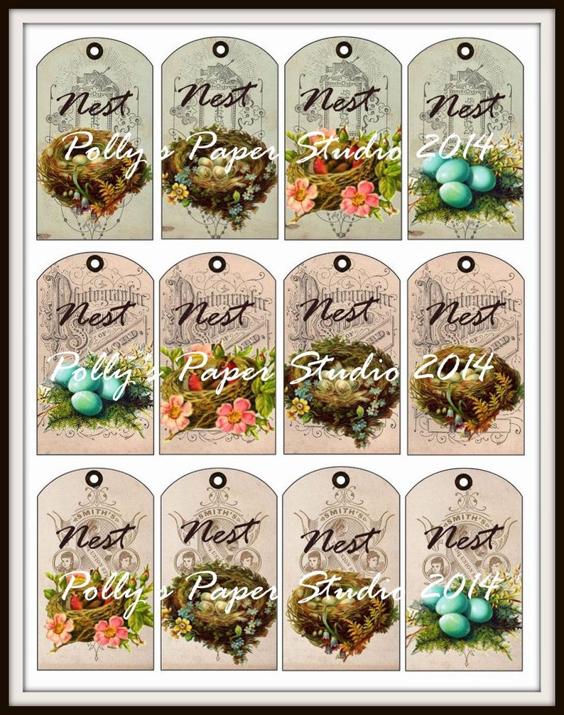 Vintage Inspired Nest Tags Cards Digital Images Printable Download File ...