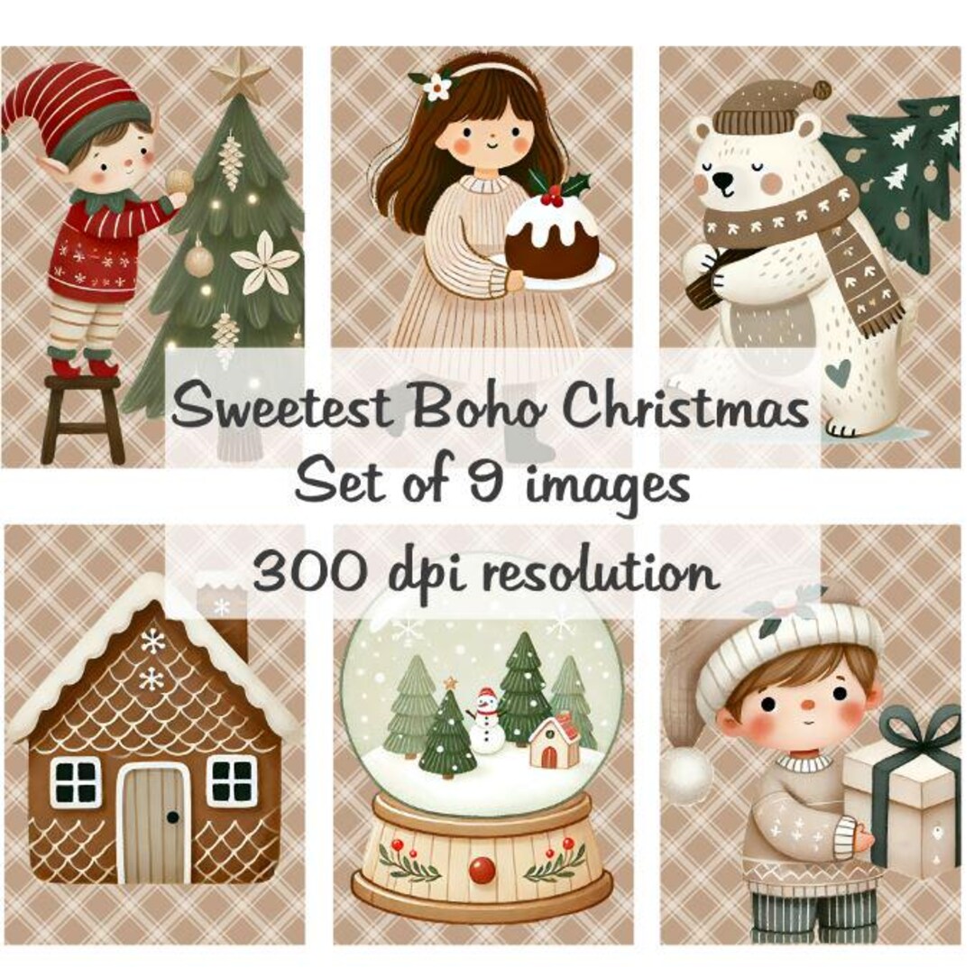 Sweetest Boho Christmas Collage Digital Images Printable Download File ...