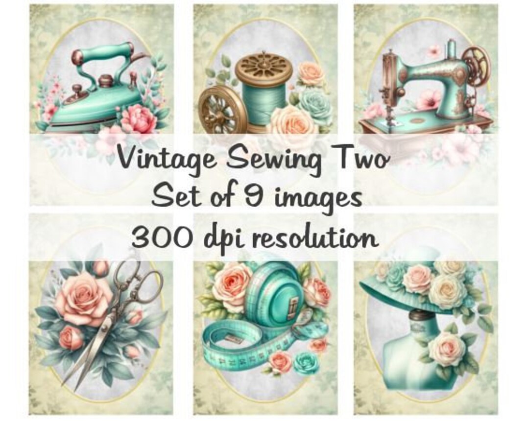 Vintage Sewing 2 Images Collage Digital Images Printable Download File ...