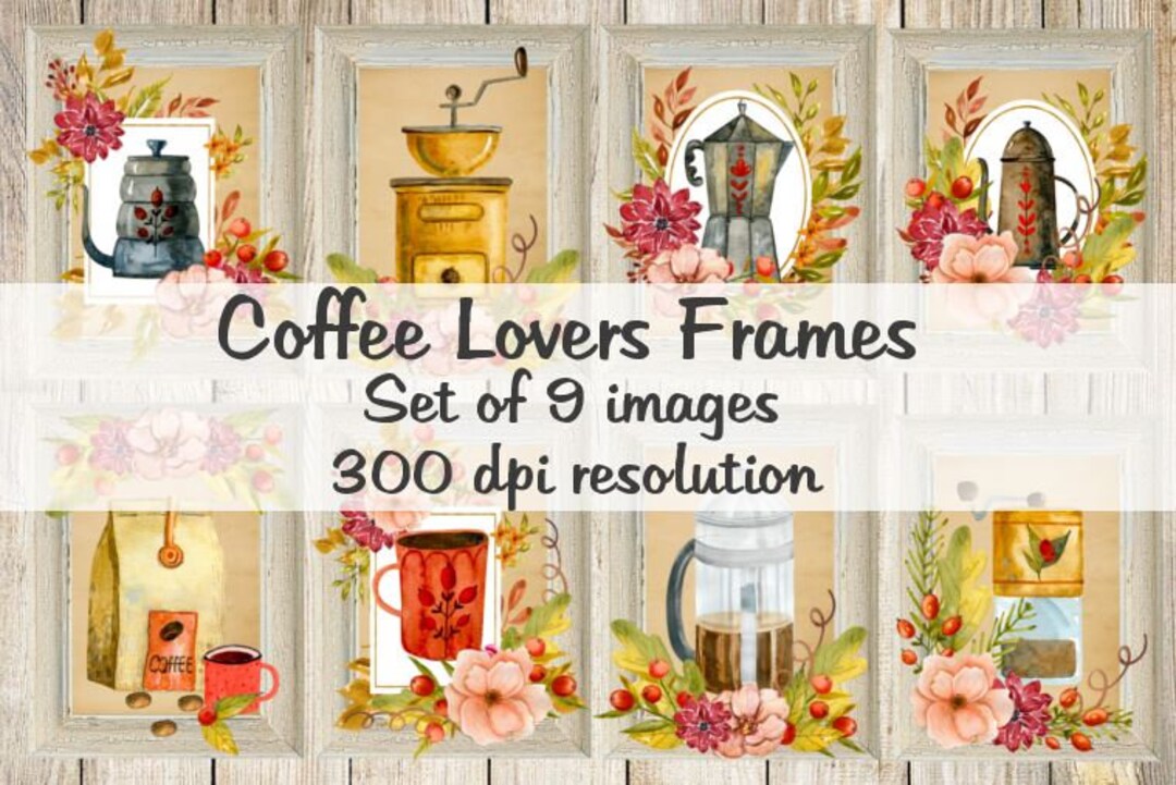 Coffee Lovers Frames Collage Digital Images Printable Download File 9 ...