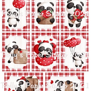 Valentine Panda Journal Card Collage Digital Images Printable Download ...