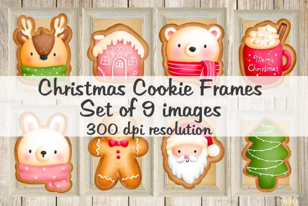 Christmas Cookie Frames Collage Digital Images Printable Download File ...