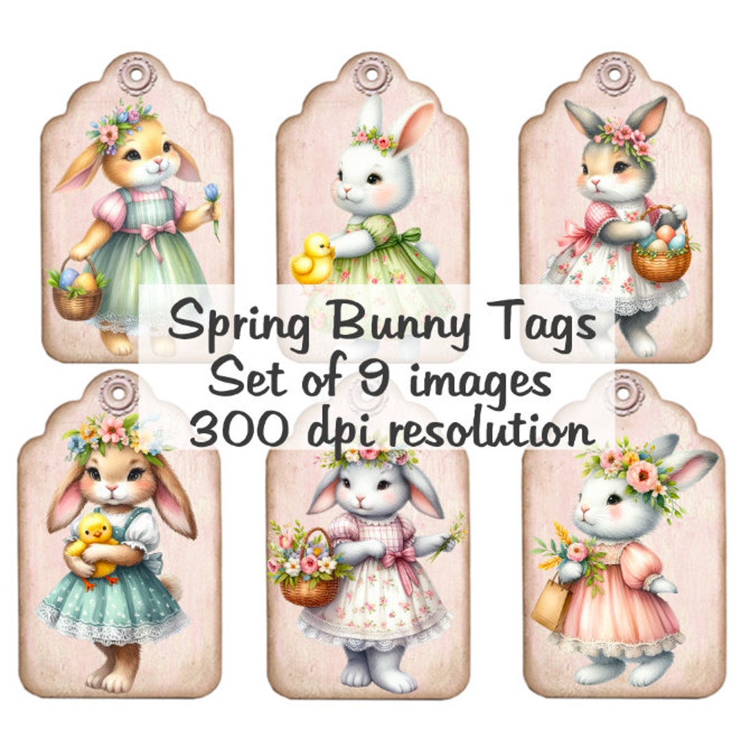 Spring Bunny Tags Easter Images Collage Digital Images Printable ...