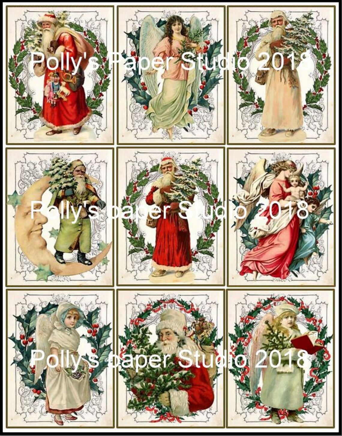 Vintage Victorian Christmas Digital Images Printable Download | Etsy