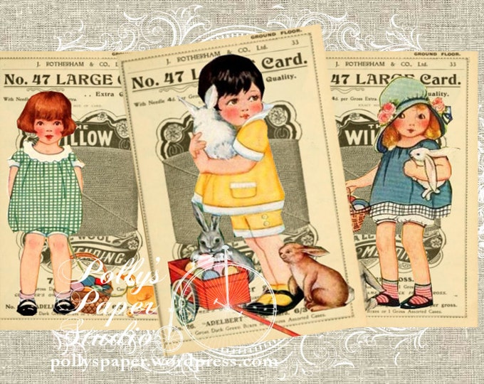 Easter Kids Button Cards Digital Images Printable Download File 6 ...