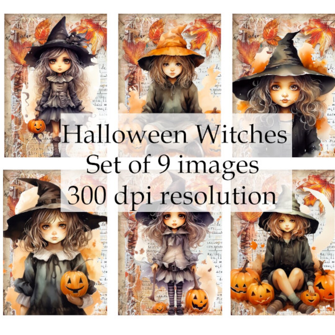 Halloween Witches Images Collage Digital Images Printable Download File ...