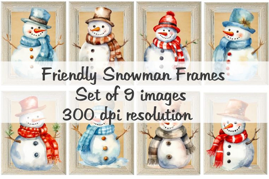 Friendly Snowman Frames Christmas Images Collage Digital Images ...