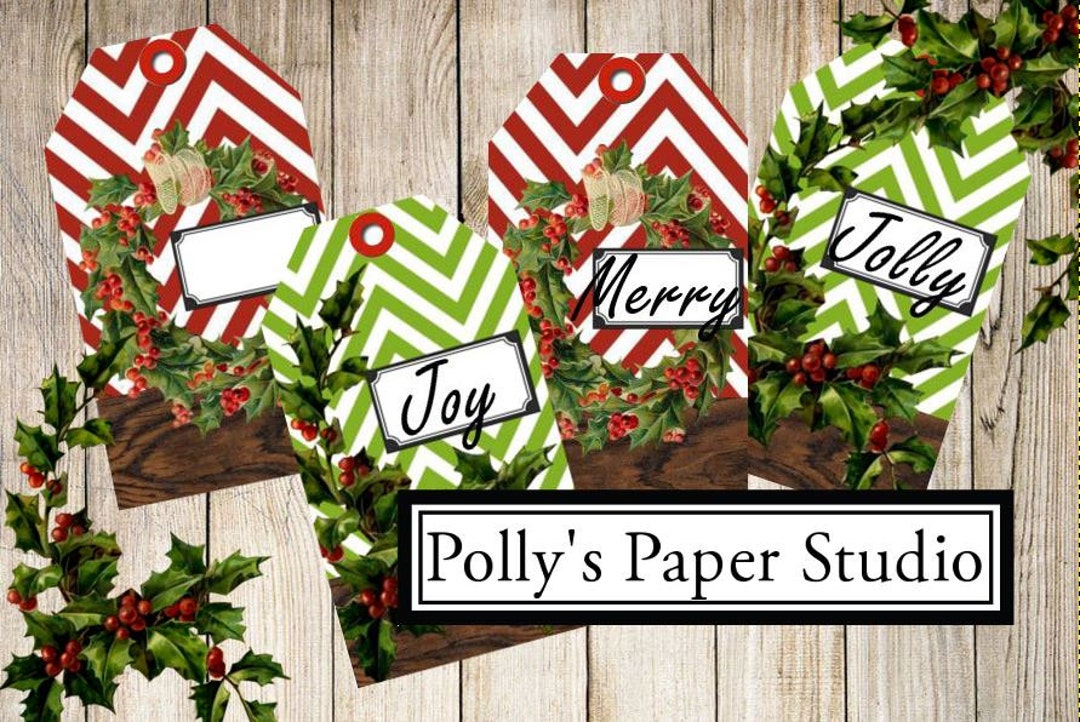 Chevron Christmas Tag Digital Images Printable Download File for Cards ...