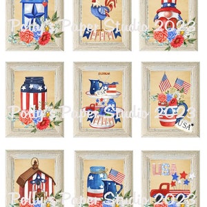 Americana Frames Collage Digital Images Printable Download File 9 ...