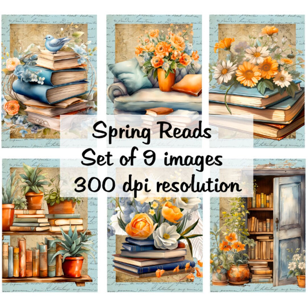 Spring Reads Collage Digital Images Printable Download File 9 Images ...
