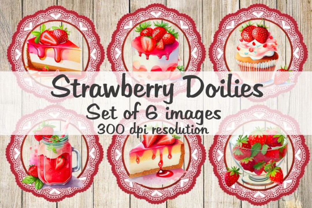 Strawberry Doilies Collage Digital Images Printable Download File 6 ...