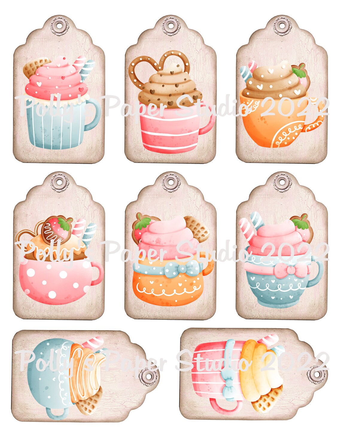 Birthday Cupcake Tags Collage Digital Images Printable Download File 8 ...