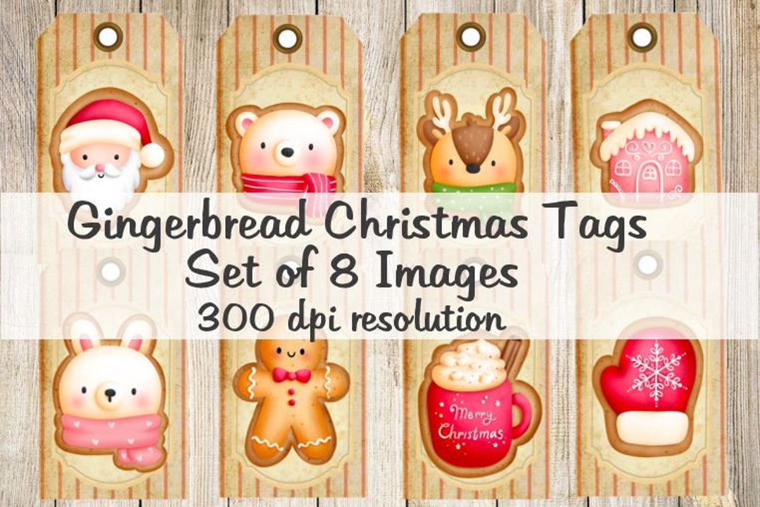 Gingerbread Christmas Tags Collage Digital Images Printable Download ...