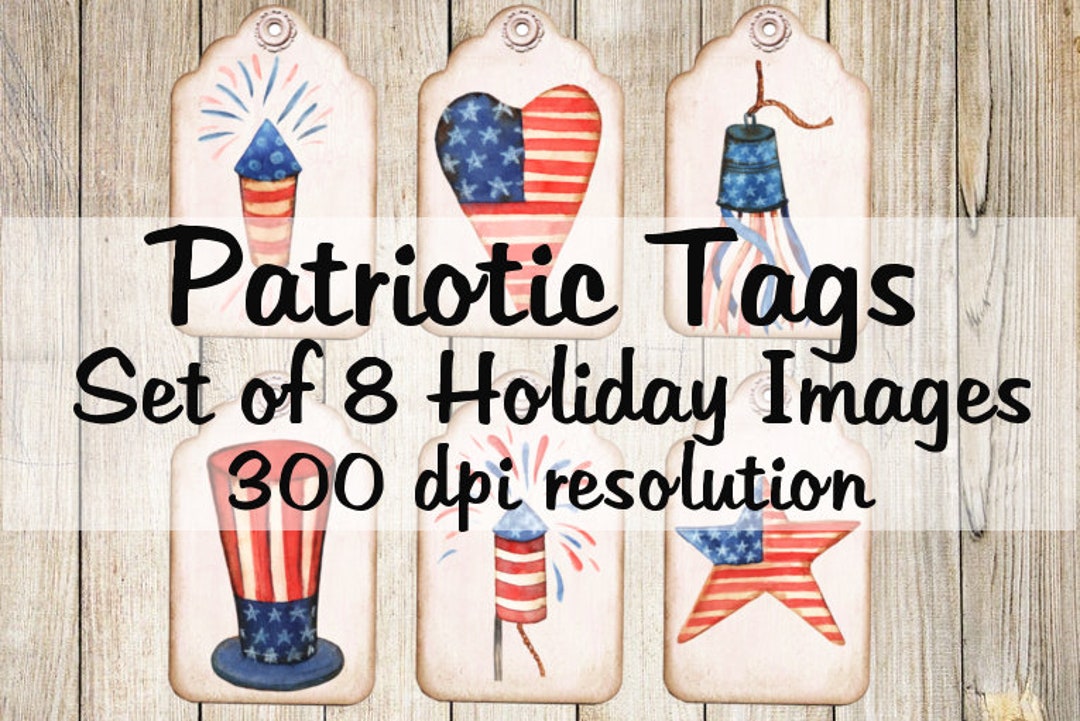 Patriotic Tags Collage Digital Images Printable Download File 8 Images ...