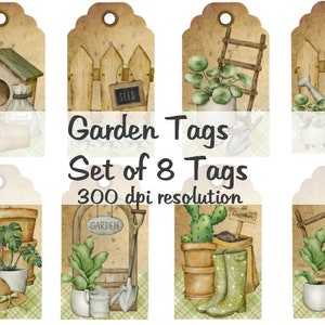 Garden Tags Collage Digital Images Printable Download File 8 Images 300 ...