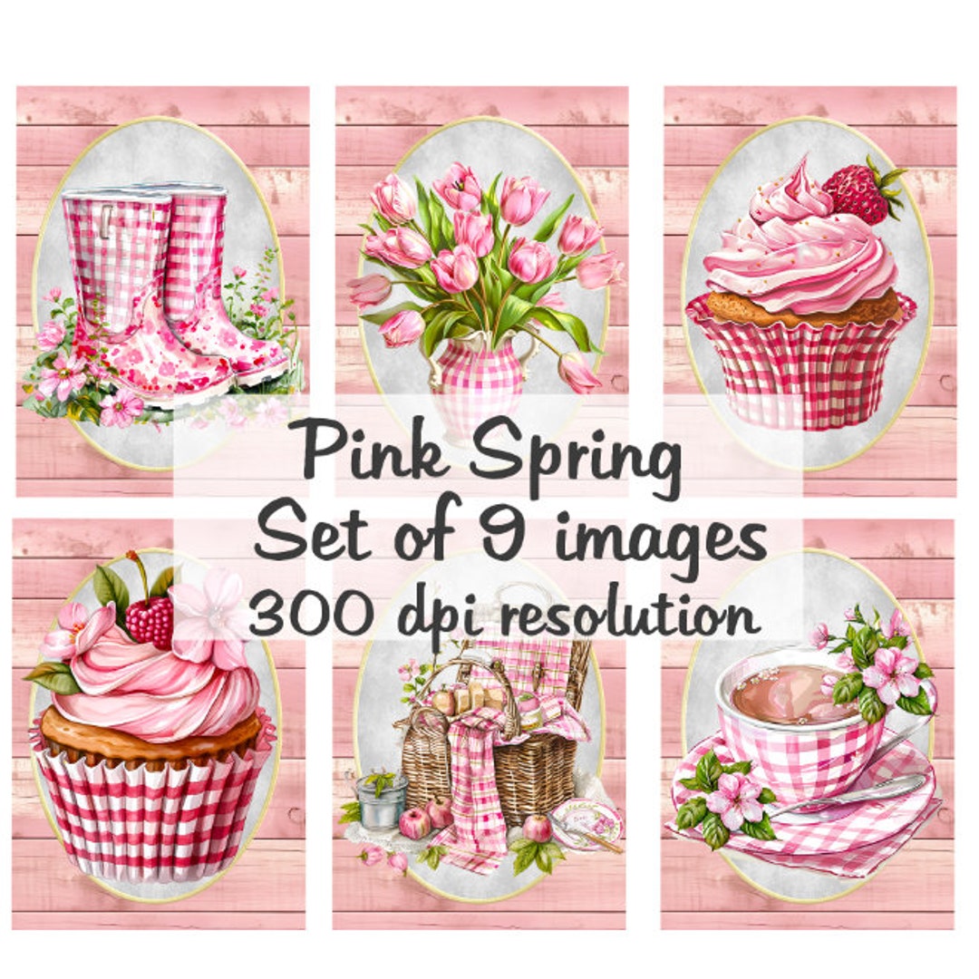 Pink Spring Images Collage Digital Images Printable Download File 9 ...