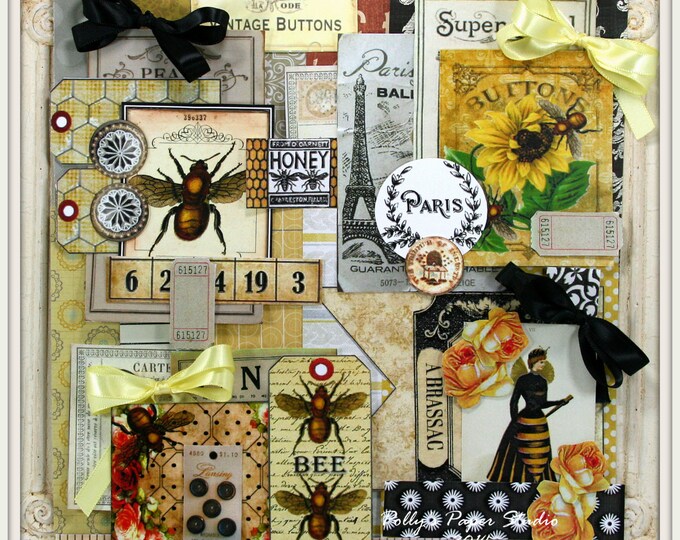 Bees and Buttons Creativity Kit 47 Pieces With Paper, Images and Pre ...