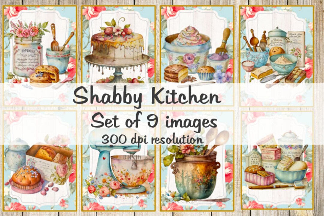 Shabby Kitchen Tags Collage Digital Images Printable Download File 9 ...