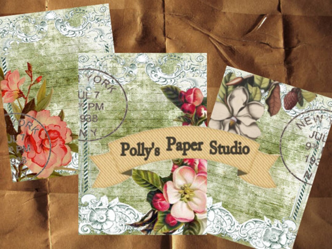 Large Floral Journal Cards Collage Digital Images Printable Download ...