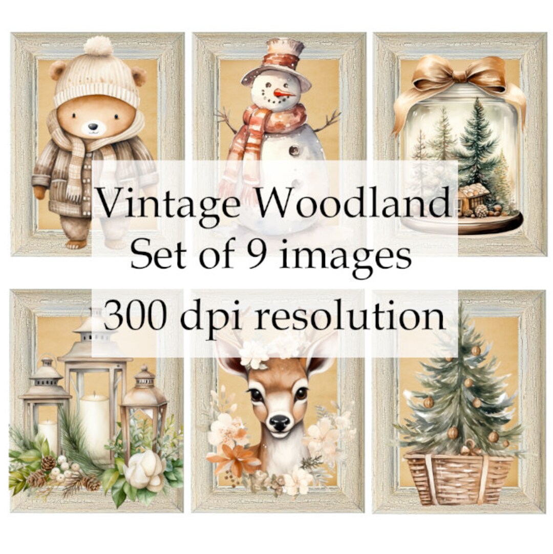 Vintage Woodland Frames Images Collage Digital Images Printable ...
