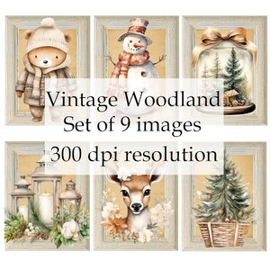 Vintage Woodland Frames Images Collage Digital Images Printable ...