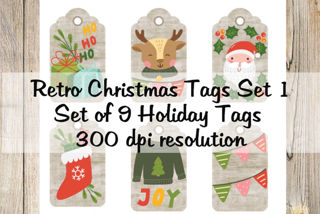 Retro Christmas Tags Set 1 Collage Digital Images Printable Download ...