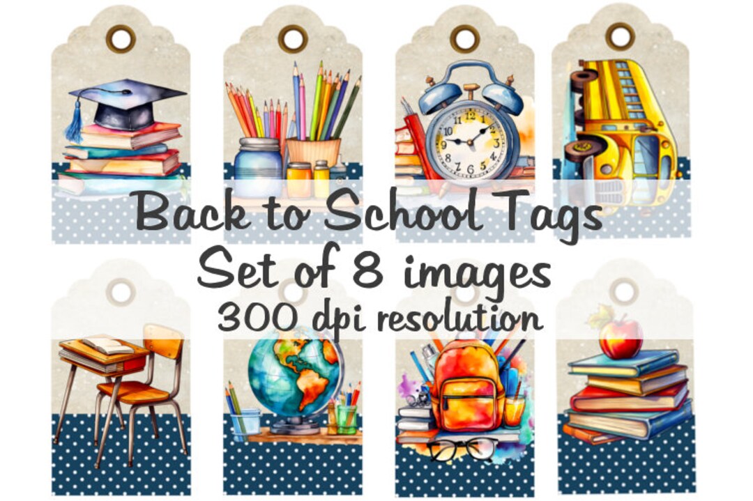 Back to School Tags Collage Digital Images Printable Download File 8 ...