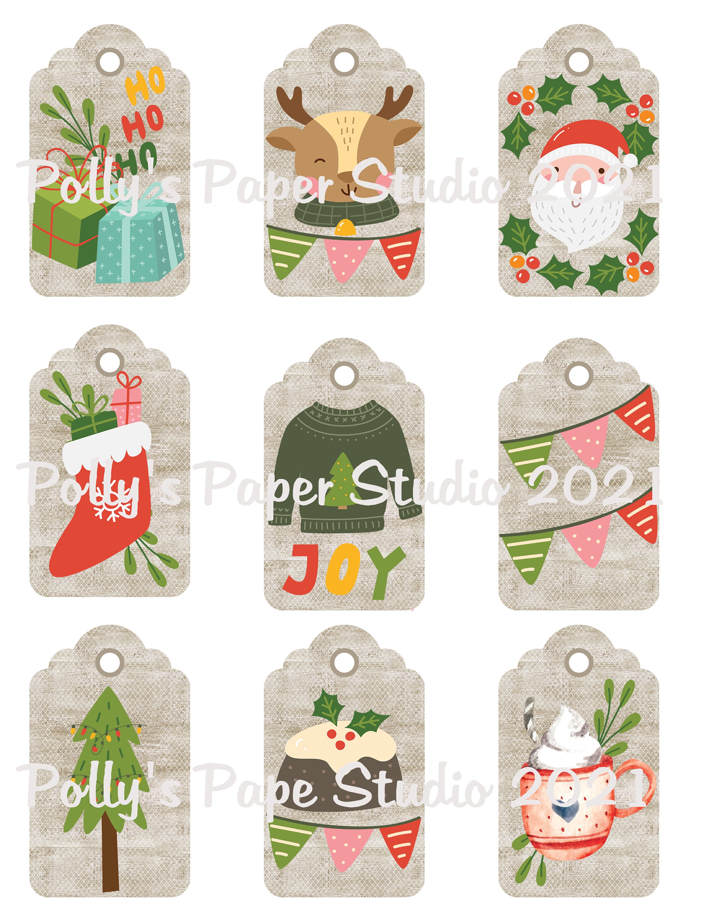 Retro Christmas Tags Set 1 Collage Digital Images Printable - Etsy
