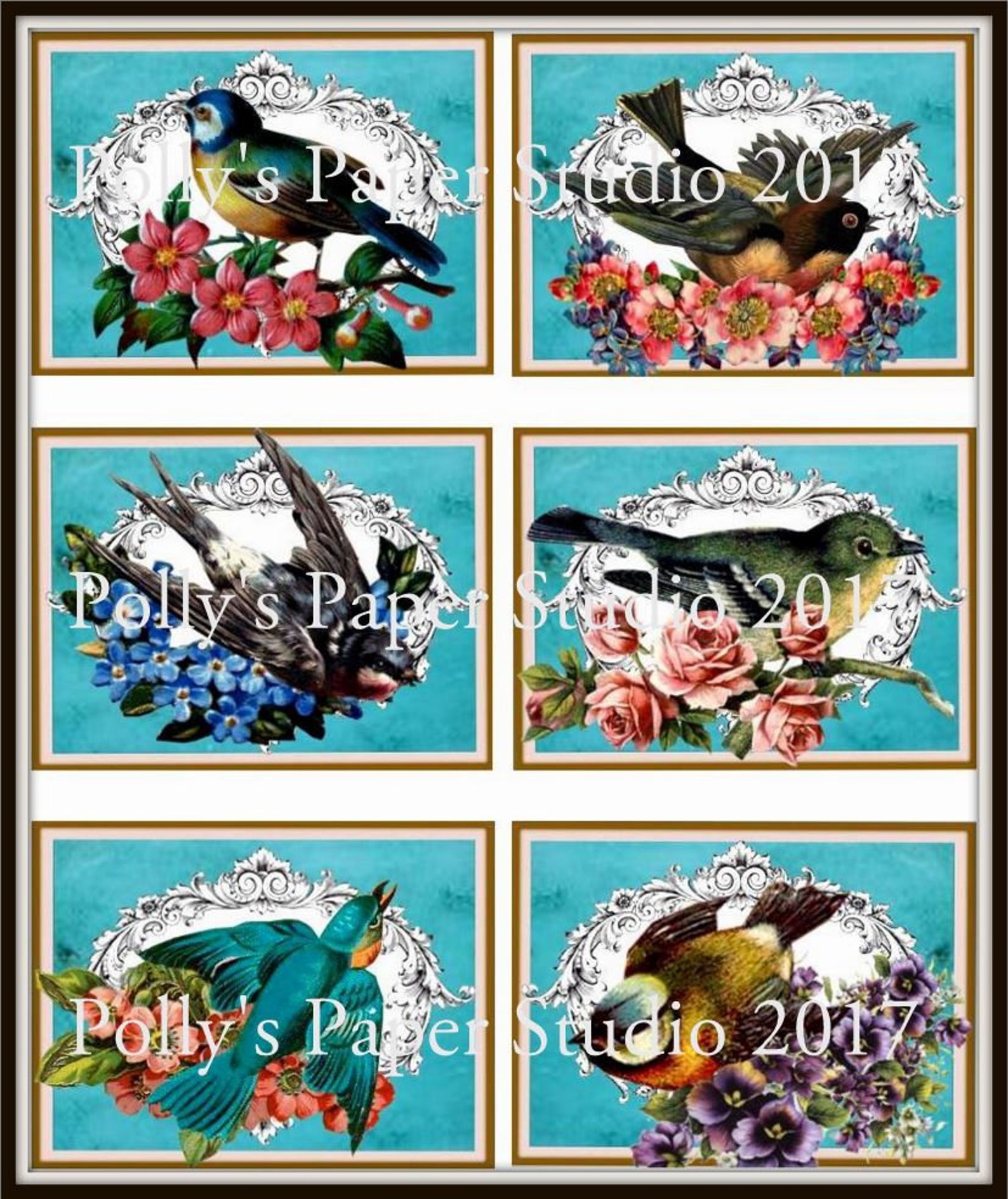Beautiful Birds Collage Digital Images Printable Download File 6 Images ...