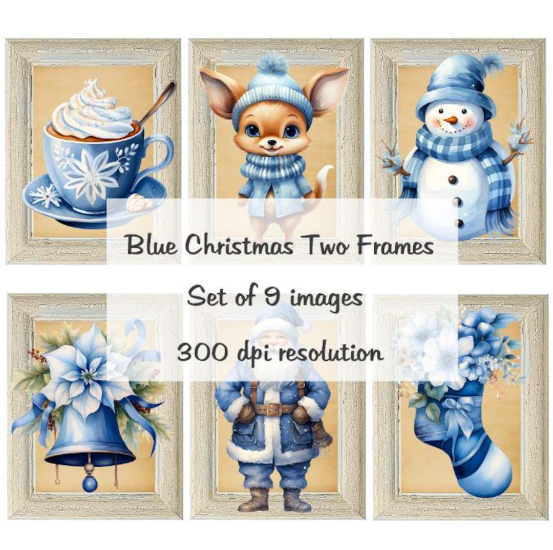 Blue Christmas Frames Two Images Collage Digital Images Printable ...