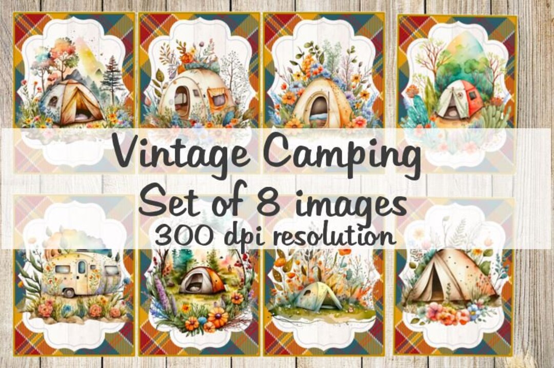 Vintage Camping Collage Digital Images Printable Download File 8 Images ...