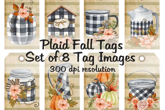 Plaid Fall Tags Tags Collage Digital Images Printable Download - Etsy
