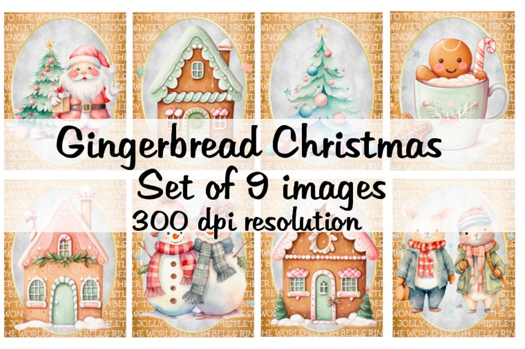 Gingerbread Christmas Images Collage Digital Images Printable Download ...