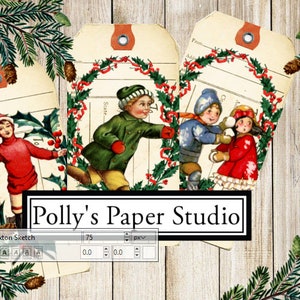 Winter Tags Collage Digital Images Printable Download File 8 Images - Etsy