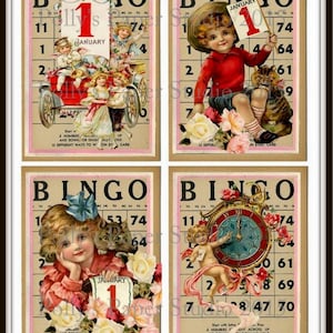 New Year's Bingo Digital Collage Printable Download File 4 Images - Etsy