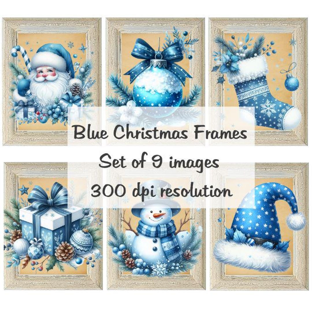 Blue Christmas Frames Images Collage Digital Images Printable Download ...