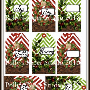 Chevron Christmas Tag Digital Images Printable Download File for Cards ...