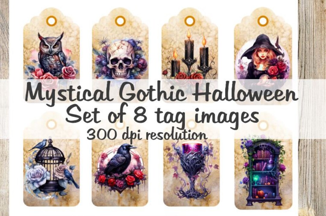 Mystical Gothic Halloween Tags Collage Digital Images Printable ...