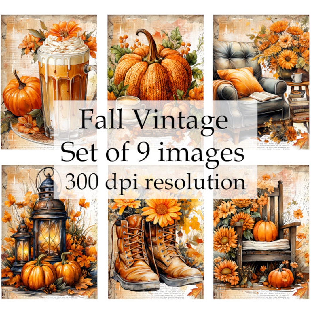 Fall Vintage Images Collage Digital Images Printable Download File 9 ...