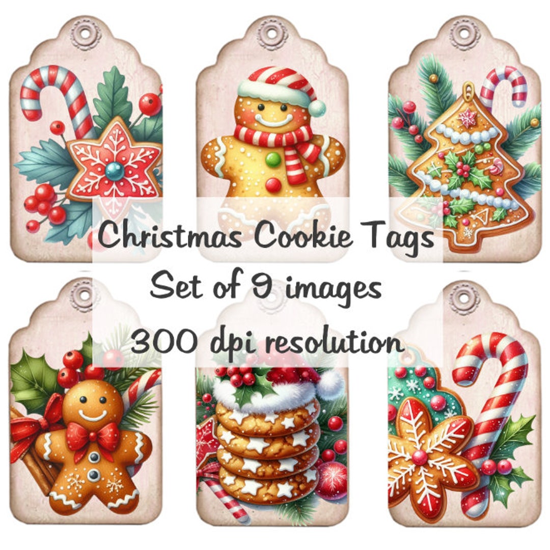 Christmas Cookie Tags Images Collage Digital Images Printable Download ...